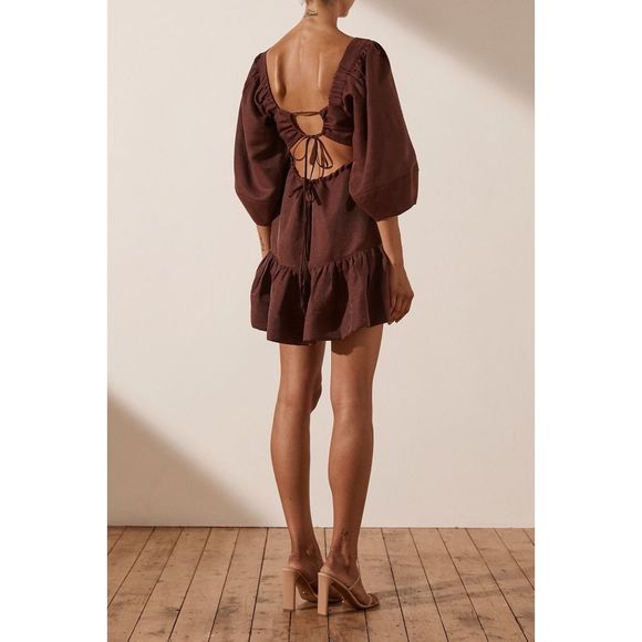 Shona Joy | Dresses | New Shona Joy Marlene Linen Open Back Mini Dress ...